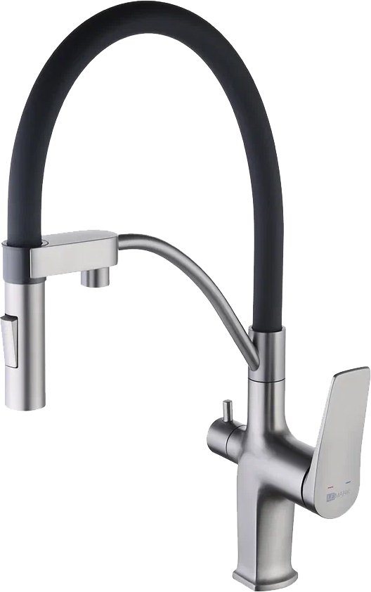 Смеситель для кухни Lemark Bronx LM3761GM графит с гибким изливом ...